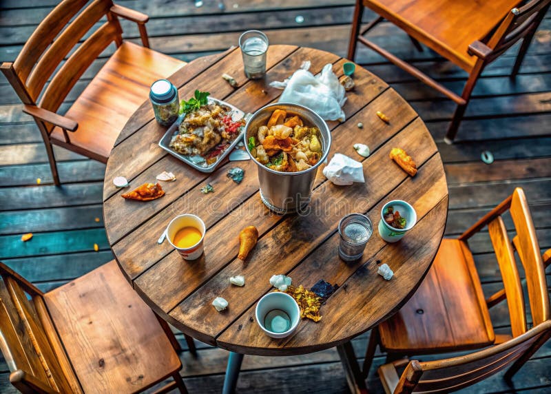 A DronesEye View Unwanted Waste on a Restaurant Table Exposes ...