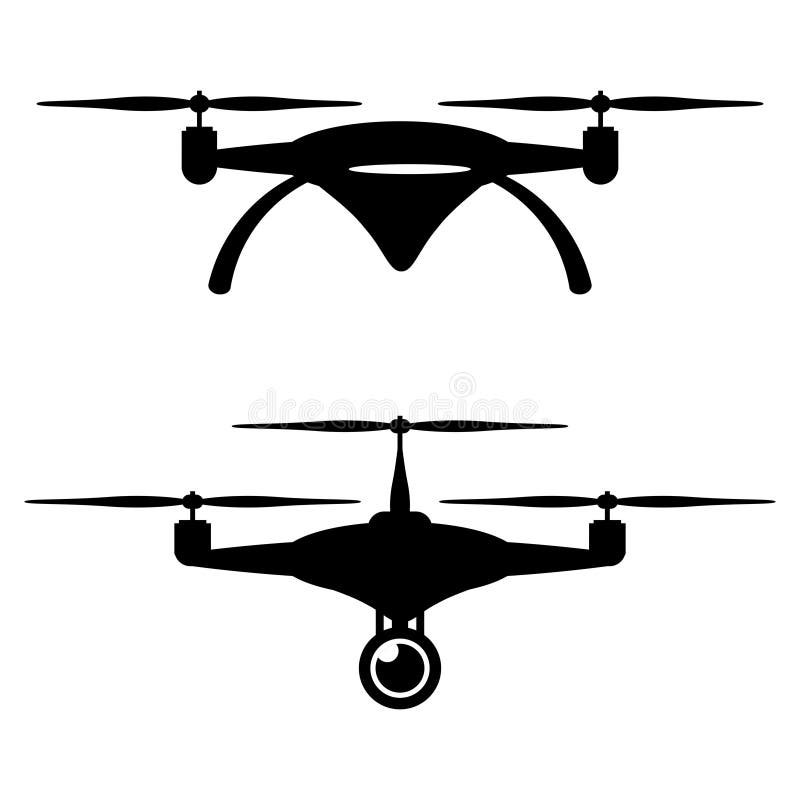Drons silhouettes set stock vector. Illustration of aviation - 72903642