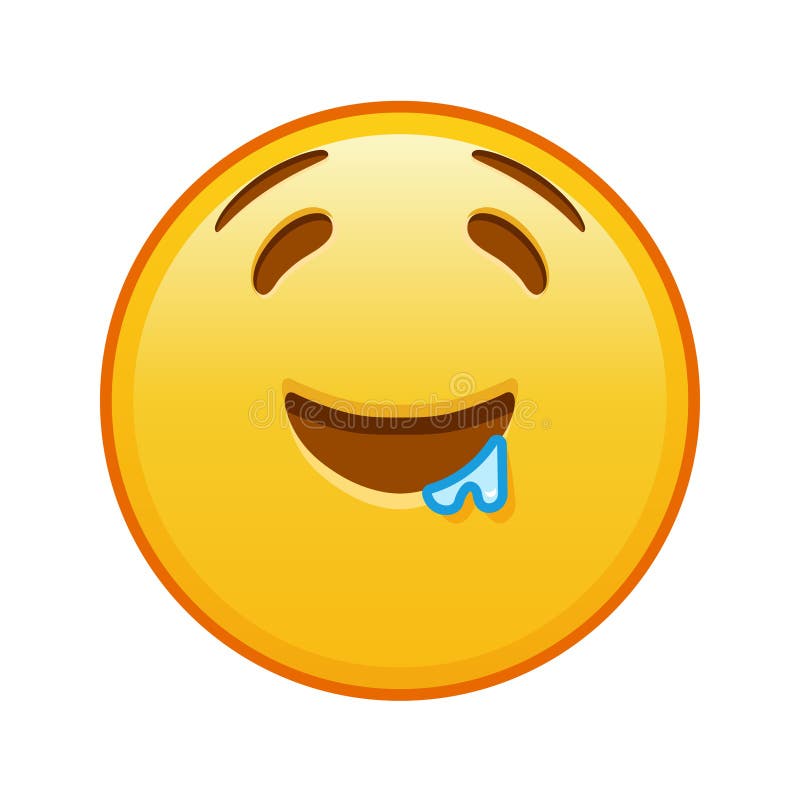 Drooling Yellow Smiley Face Emoticon. Happy Drool Expression, Cute ...