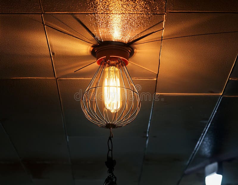 Drooping Ceiling Light Flickering Above a Messy Desk As a Metaphor for ...
