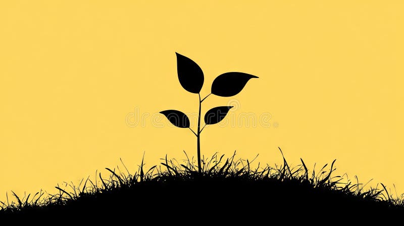A Drooping Plant Representing Environmental Problems Against a Yellow ...