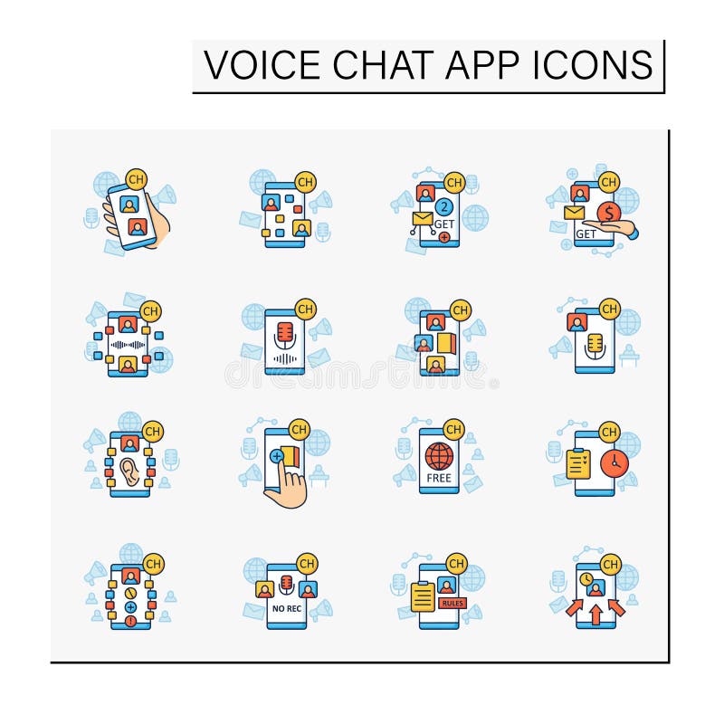Drop in Audio App Color Icons Set Stock Vector - Illustration of ...
