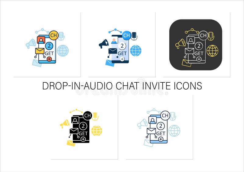 Drop-in-audio Chat Invite Icons Set Stock Vector - Illustration of ...
