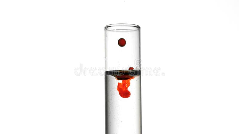 Drop of Blood Falling into Test Tube of Water Close Up Stock Video ...