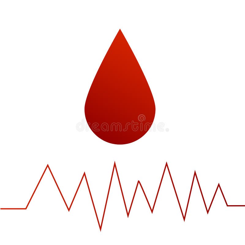 Drop of Blood Red Color Gradient, and a Cardiogram. Stock Vector ...