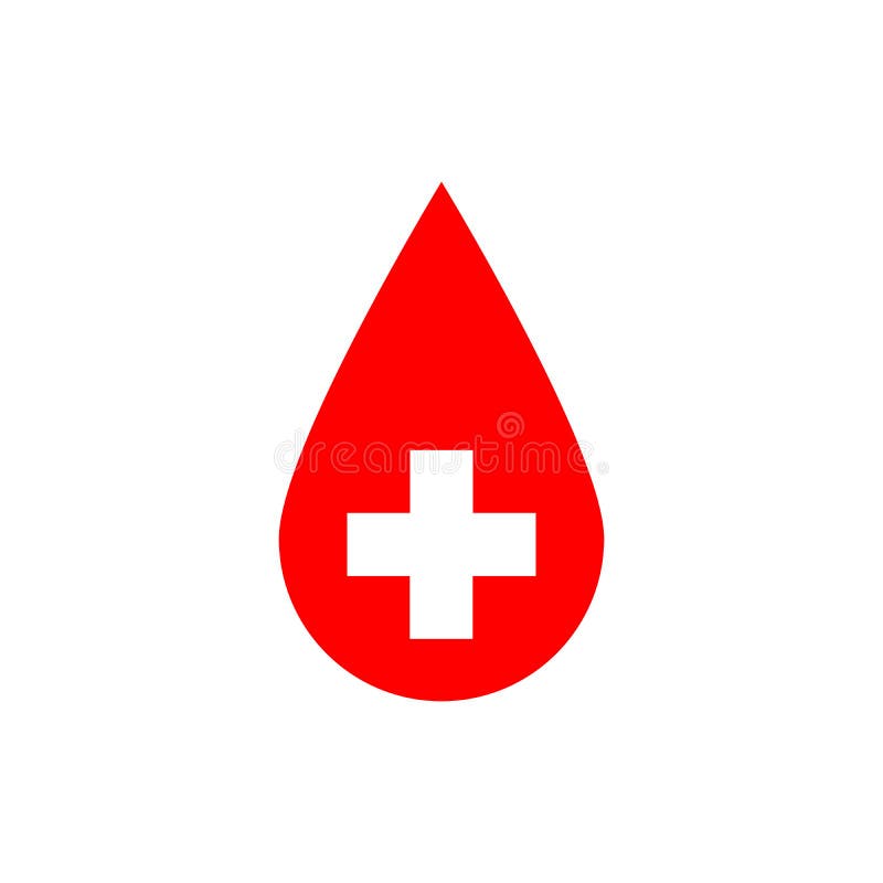 Drop of Blood. Red Vector Illustration with White Cross Sign. Stock ...