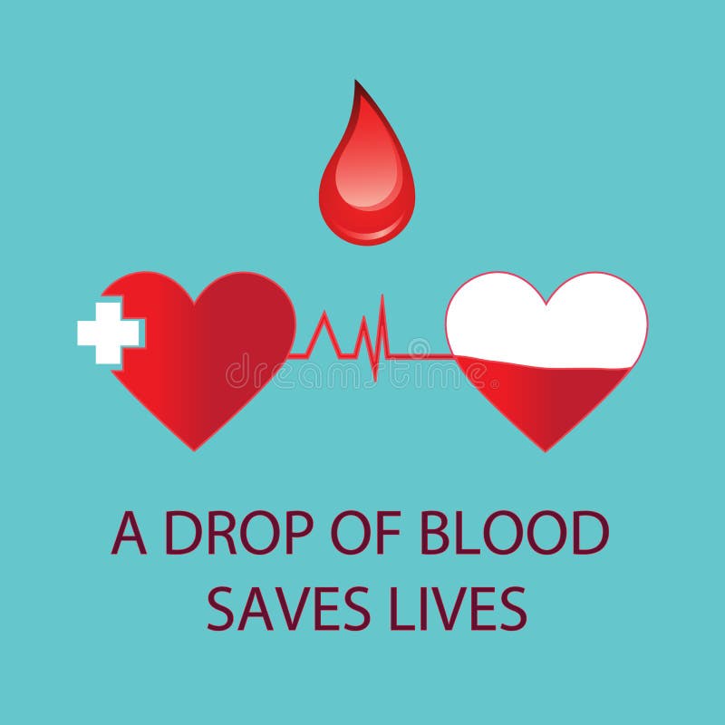 A Drop of Blood Saves Lives. Stock Vector - Illustration of pulse ...