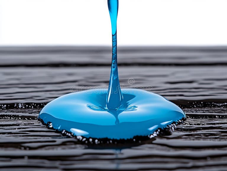 A Drop of Blue Liquid Falling into a Pool of Water Stock Photo - Image ...