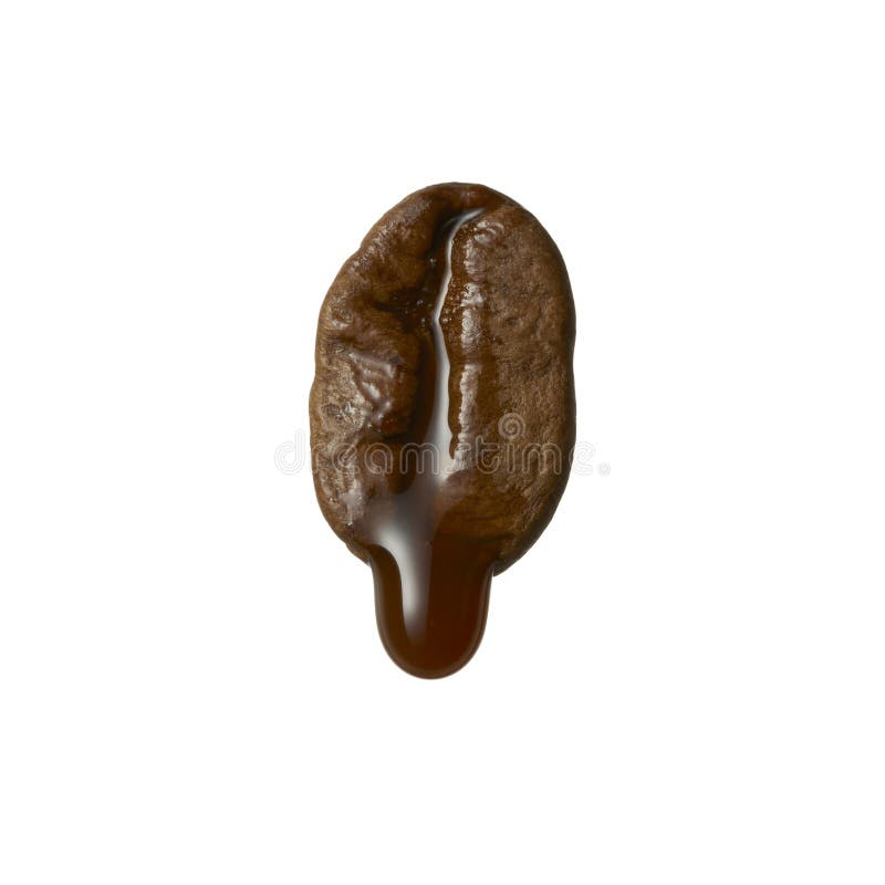 Drop in a Cup of Coffee Beans Isolated on White. Stock Photo - Image of ...