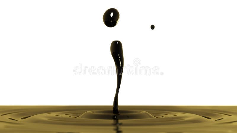 Drop of Crude Oil Macro with the Focus Effect (side View on Whit Stock ...