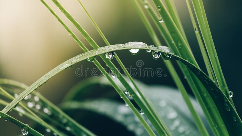 Drop of Dew in Morning on Leaf with Sun Light. Close-up of a Leaf and ...