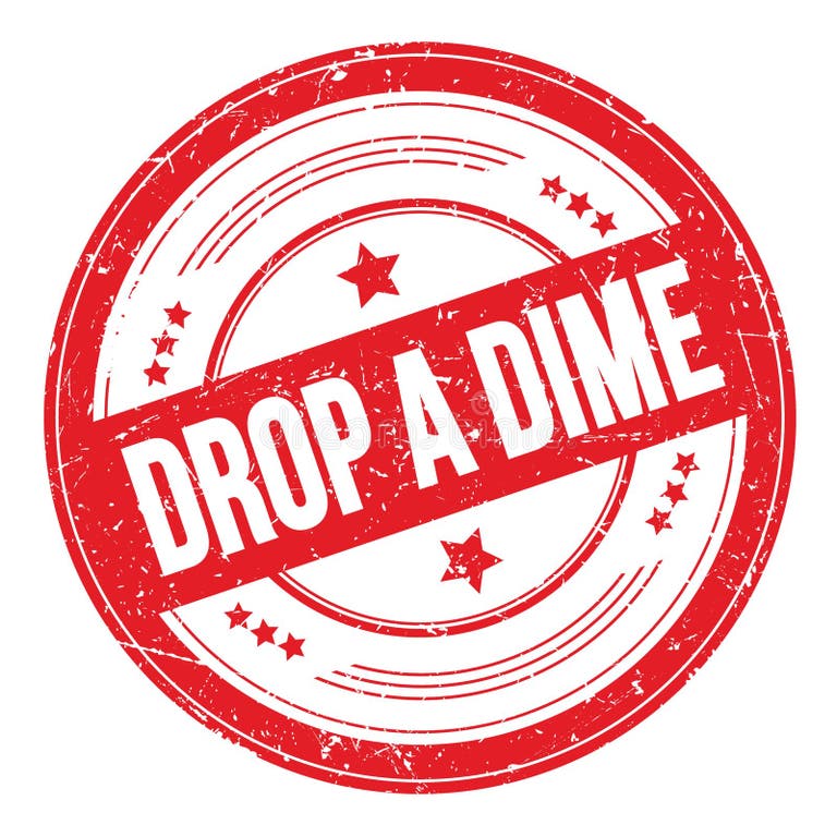 DROP a DIME Text on Red Round Grungy Stamp Stock Illustration ...