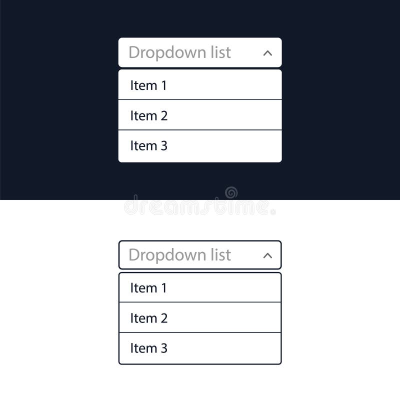 Drop-down List with Menu Items for the Website. the View is in the ...