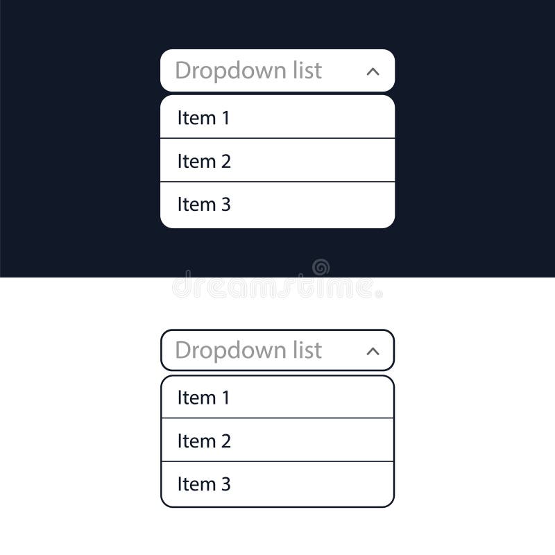 Drop-down List with Menu Items for the Website. the View is in the ...
