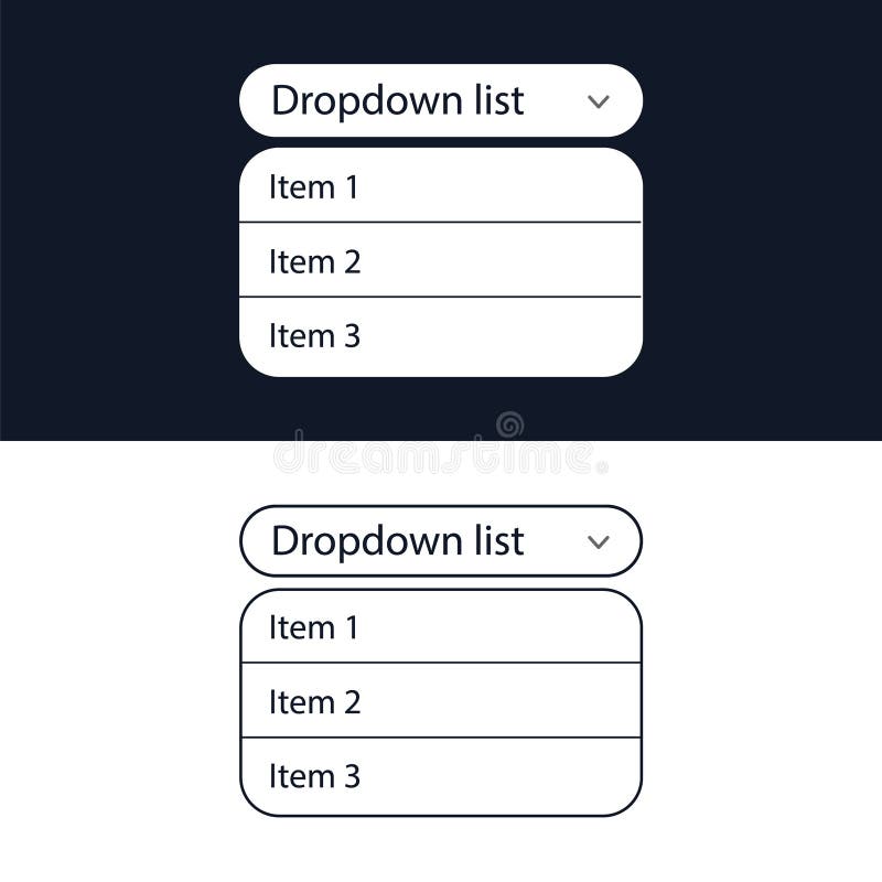 Drop-down List with Menu Items for the Website. the View is in the ...