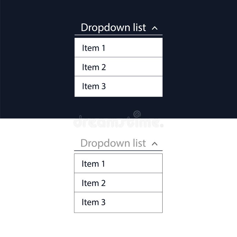Drop-down List with Menu Items for the Website. the View is in the ...