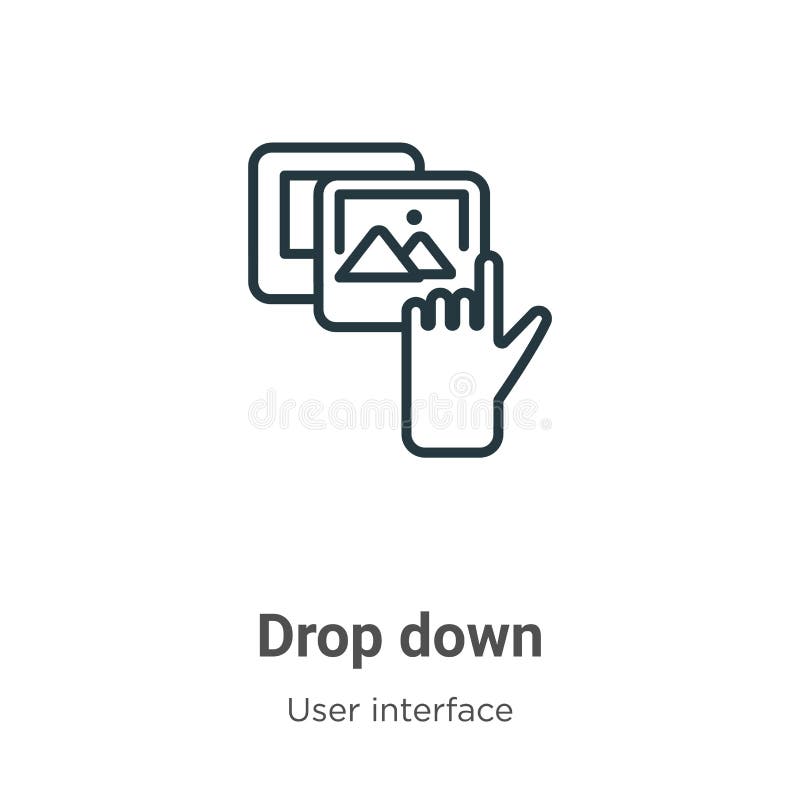 Drop Down Outline Vector Icon. Thin Line Black Drop Down Icon, Flat ...