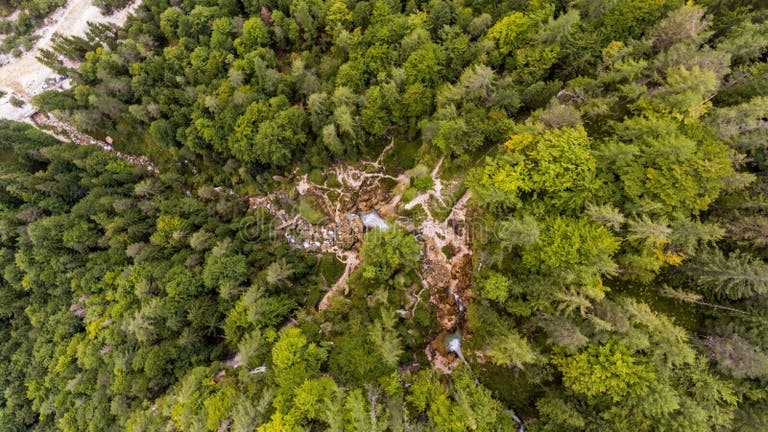 Drop Down View of Double Water Fall. Stock Photo - Image of scenic ...