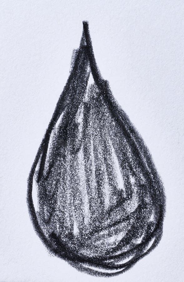 A Drop Drawn with a Black Pencil on a White Sheet of Paper Stock Photo ...