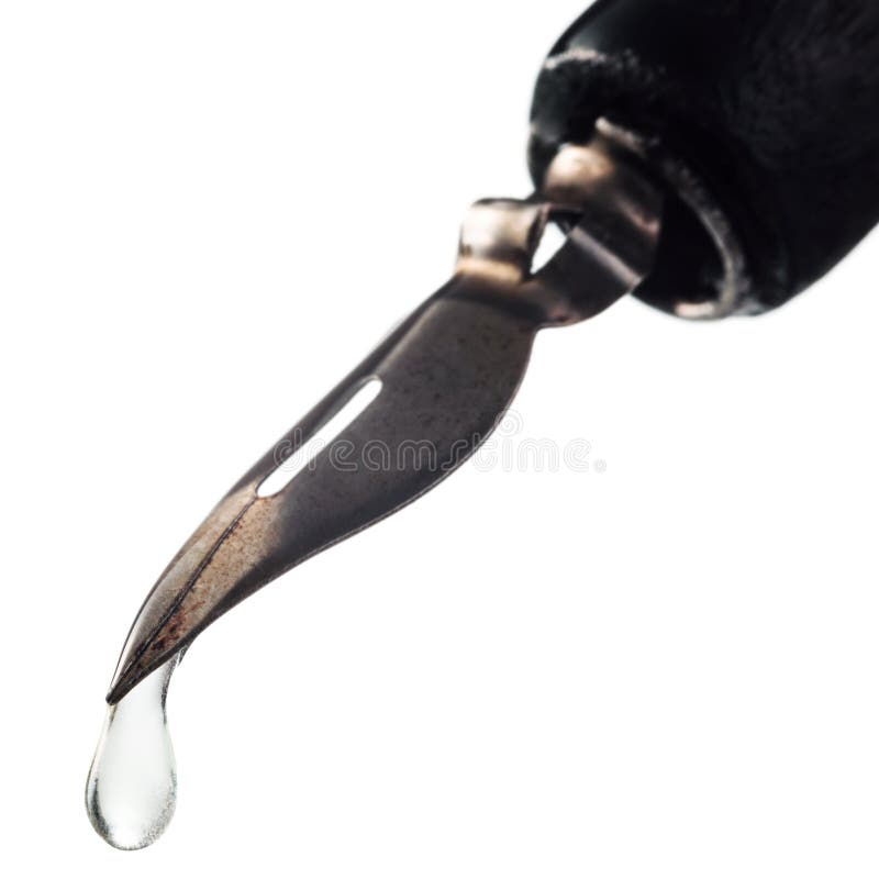 Transparent Drop Dripping from the Nib of Pen Stock Image - Image of ...