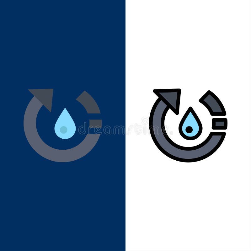 Drop, Ecology, Environment, Nature, Recycle Icons. Flat and Line Filled ...