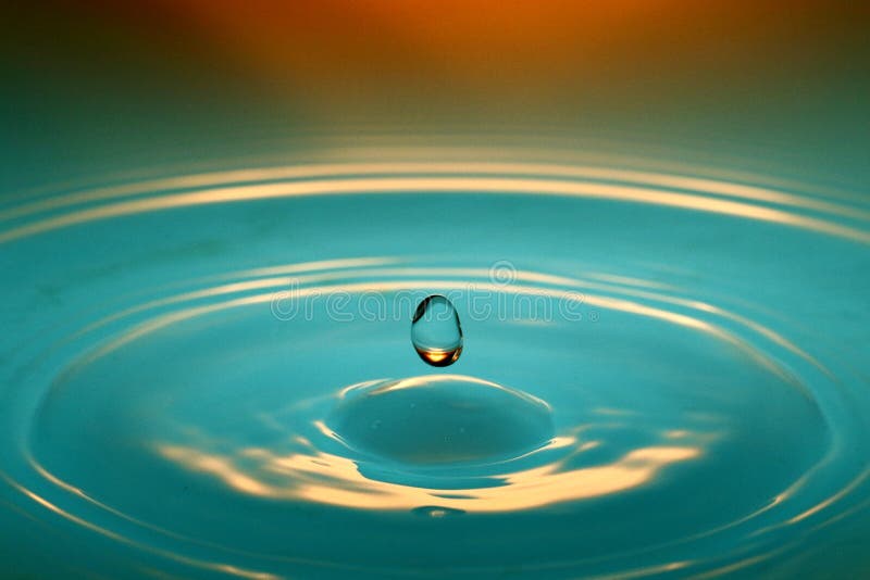 Concentric Waves on Water Surface after Falling Drops, Top View. Toned ...