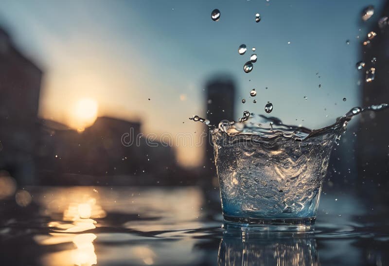 A Drop Falls into the Water, Leaving it S Liquid Like a Splash Stock ...