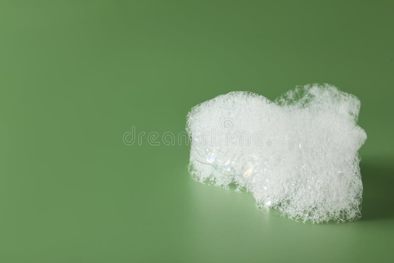 Drop of Fluffy Bath Foam on Olive Background. Space for Text Stock ...