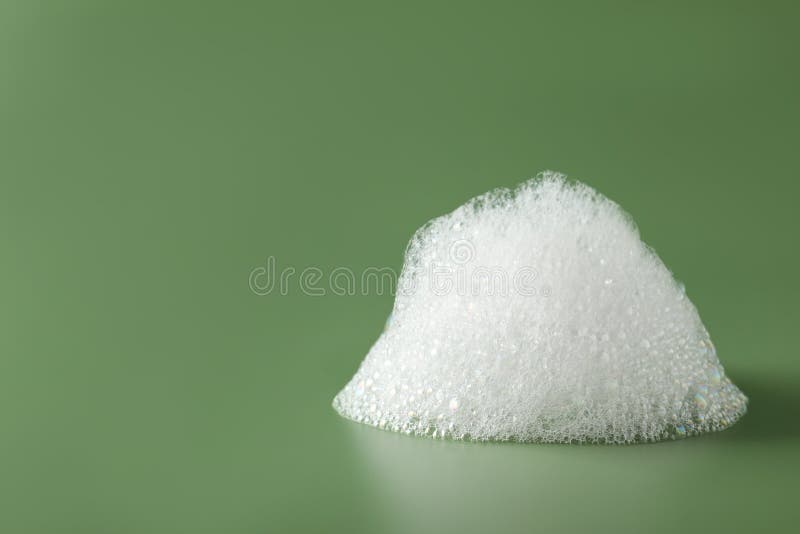 Drop of Fluffy Bath Foam on Olive Background. Space for Text Stock ...