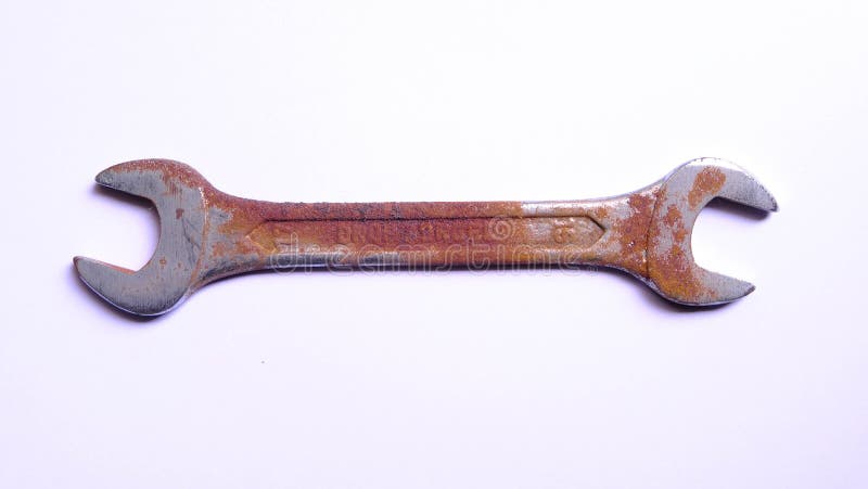Drop Forged Rusty Spanner With White Background Stock Image - Image of ...