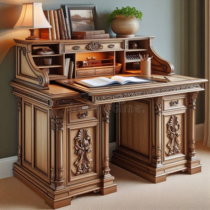 139 72. Drop-front Desk - a Desk with a Hinged Front Panel Tha Stock ...