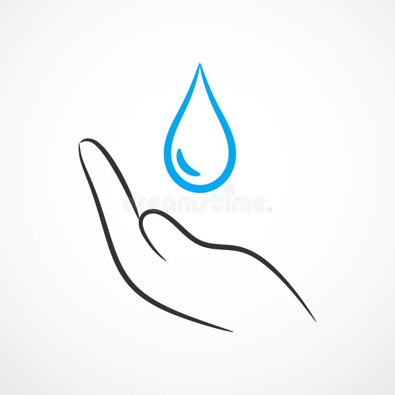 Drop in Hand, Eco Concept. Contour Vector Illustration. Stock Vector ...