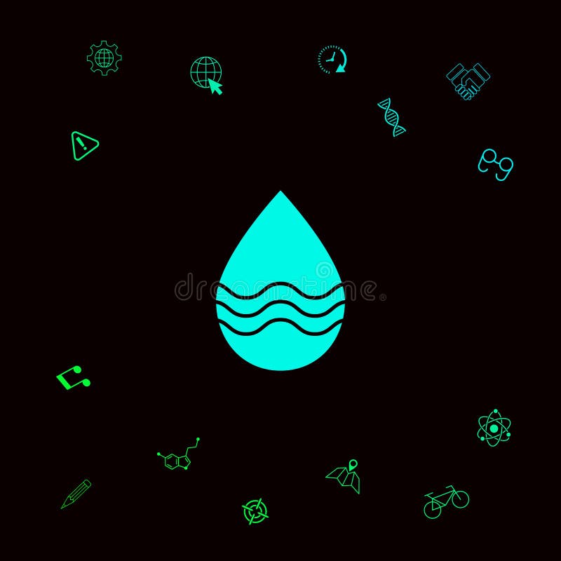 Drop icon with waves stock vector. Illustration of element - 130053286