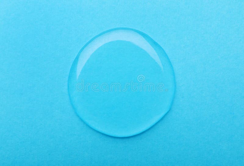Drop on Light Blue Background, Top View. Save Water Concept Stock Photo ...
