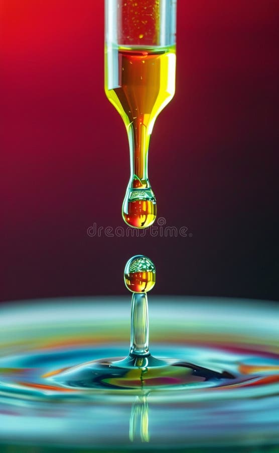 A Drop of Liquid is Falling into a Glass Stock Illustration ...