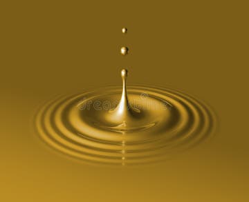 Drop of Liquid Gold and Ripple Stock Illustration - Illustration of ...