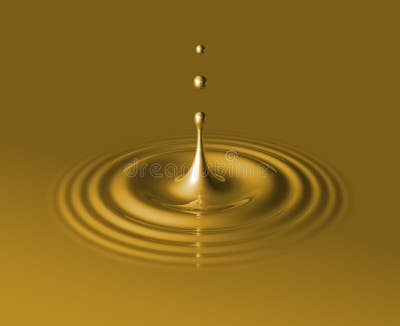 Drop of Liquid Gold and Ripple Stock Illustration - Illustration of ...