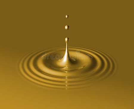 Drop of Liquid Gold and Ripple Stock Illustration - Illustration of ...