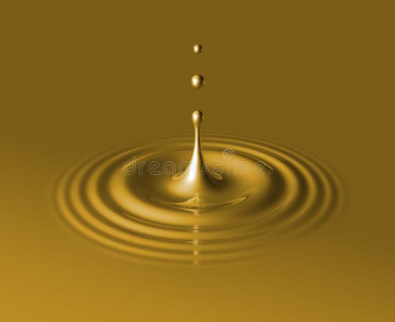 Drop of Liquid Gold and Ripple Stock Illustration - Illustration of ...