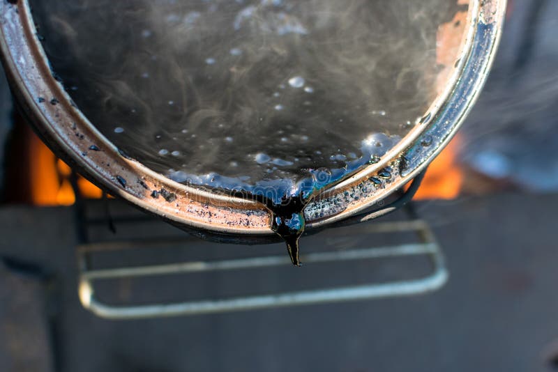Drop of Melted Hot Black Tar with Steam for Oil Refining Stock Image ...
