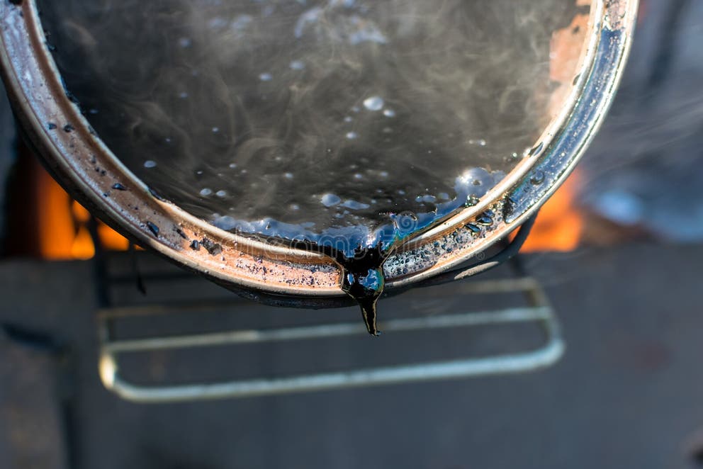 Drop of Melted Hot Black Tar with Steam for Oil Refining Stock Image ...