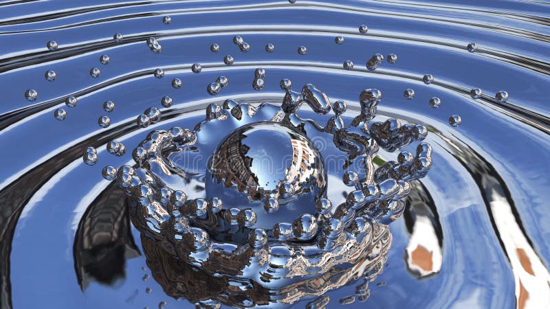 Drop of mercury splashing stock illustration. Illustration of column ...