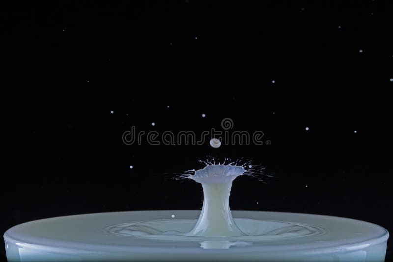 Drop of Milk Falling into the Cup Stock Photo - Image of shake, liquid ...