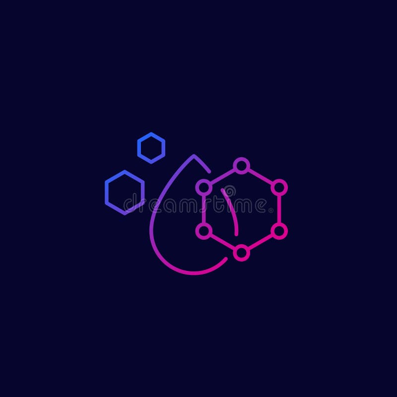 Drop with Nano Particles Icon, Linear Vector Stock Illustration ...