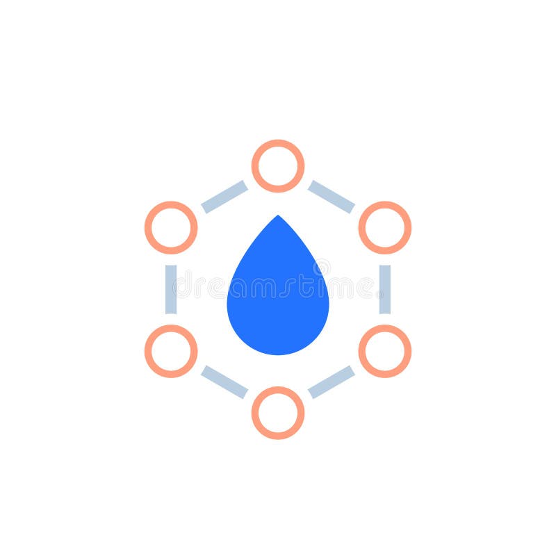 Drop with Nano Particles Icon on White Stock Illustration ...