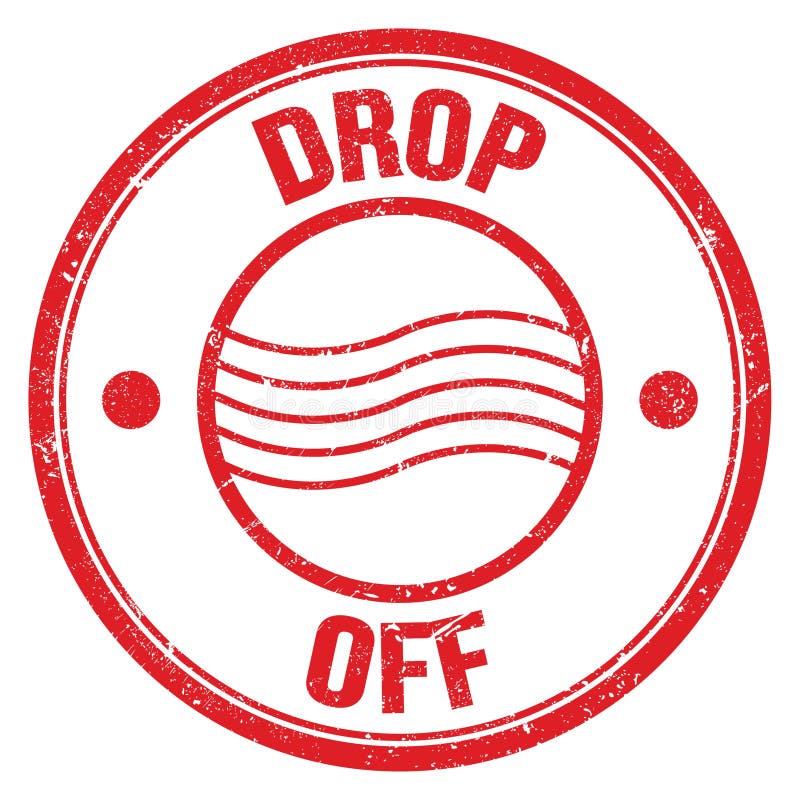 DROP OFF Text on Red Round Postal Stamp Sign Stock Illustration ...