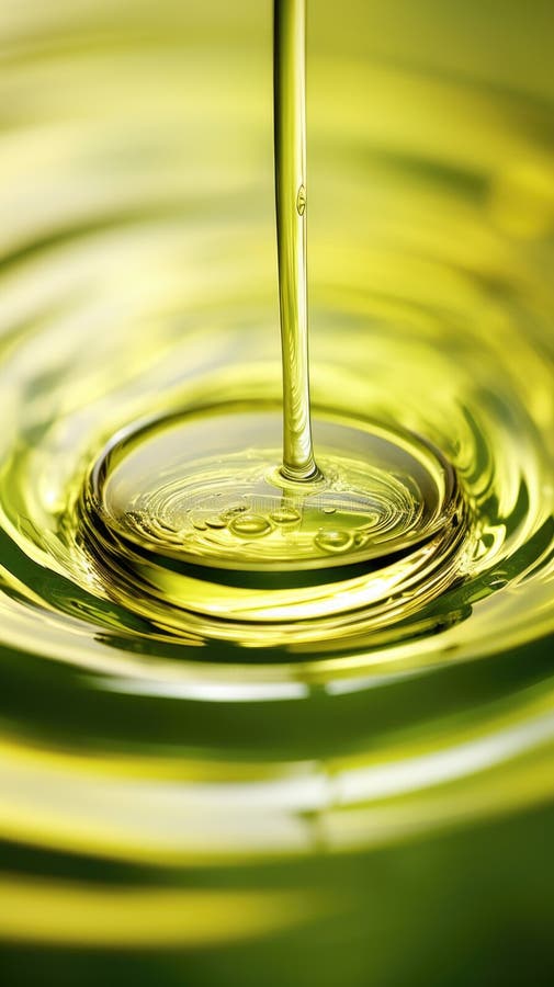 A Drop of Oil is Being Poured into a Green Liquid, AI Stock ...