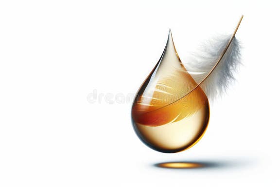 A Drop of Oil with a Feather Inside. Space for Text. Stock Image ...