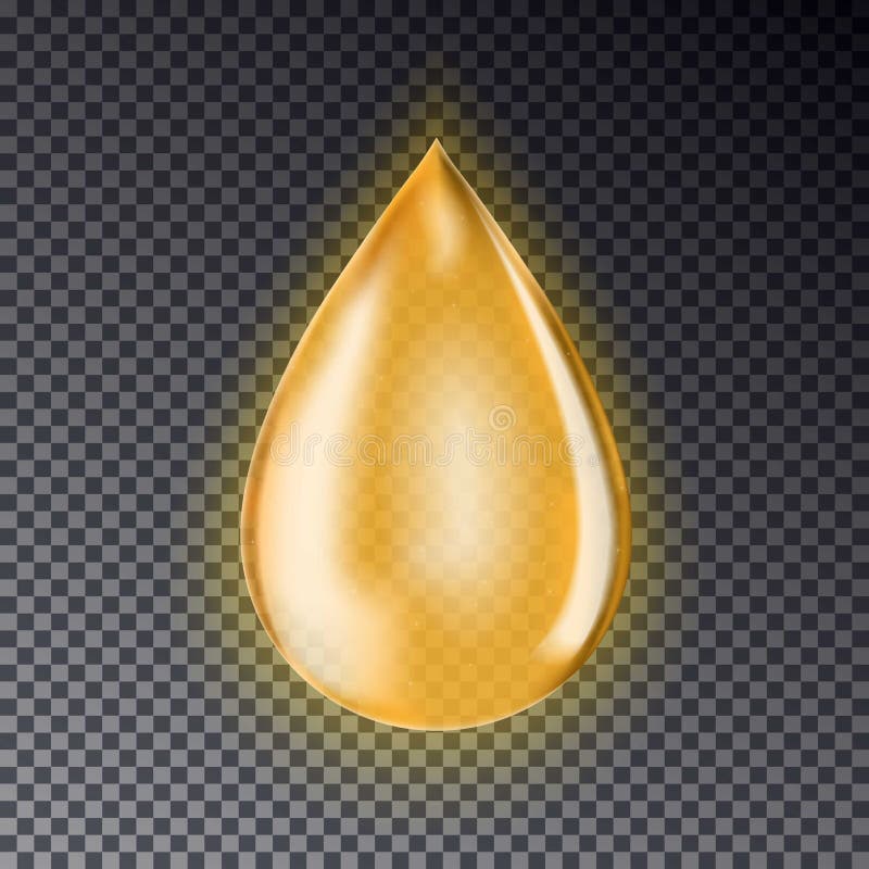 Drop of Oil Isolated on a Transparent Background. Realistic Gold Stock ...
