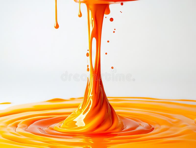 A Drop of Orange Liquid Falling into a Pool of Water Stock Image ...